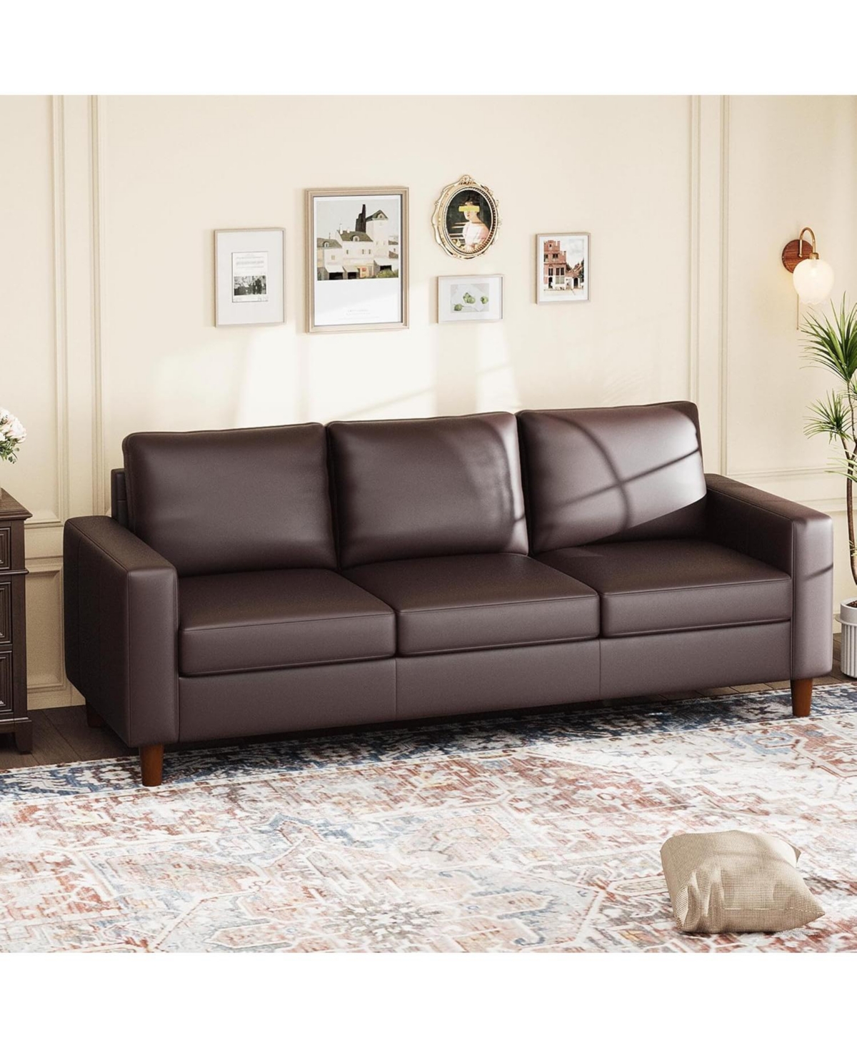 Click here for gaomon 85 Leather Couch for Living Room  Modern Le... prices