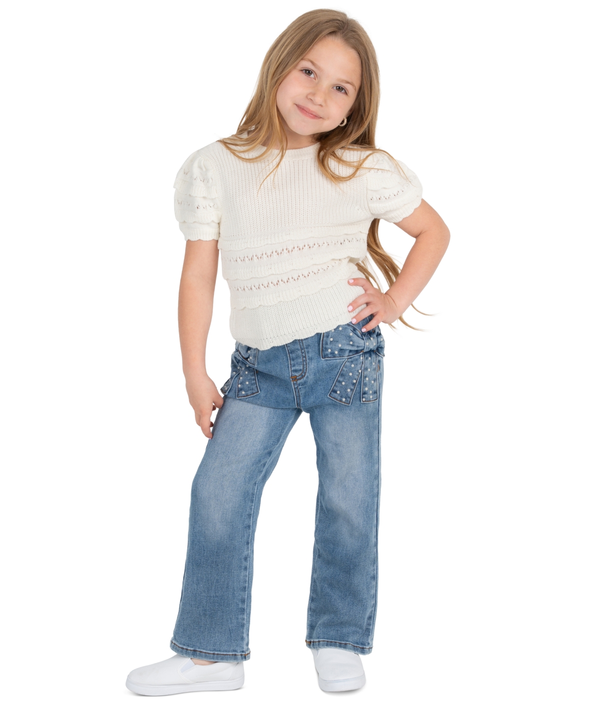 Click here for Rare Editions Girls 2T-6X Crochet Knit Top and Bow... prices