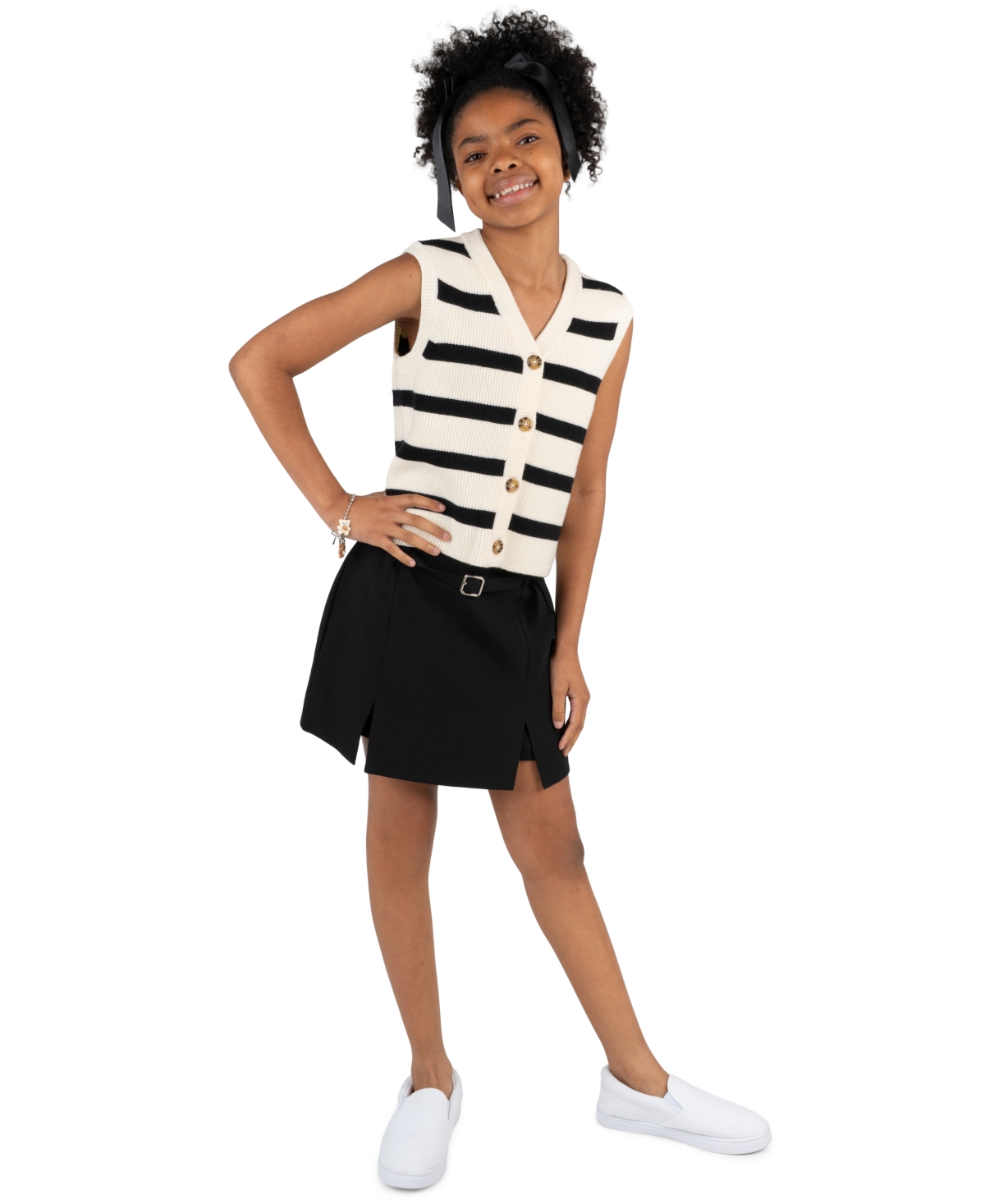Click here for Tween Diva Girls 7-12 Striped Sweater Vest  Pleate... prices
