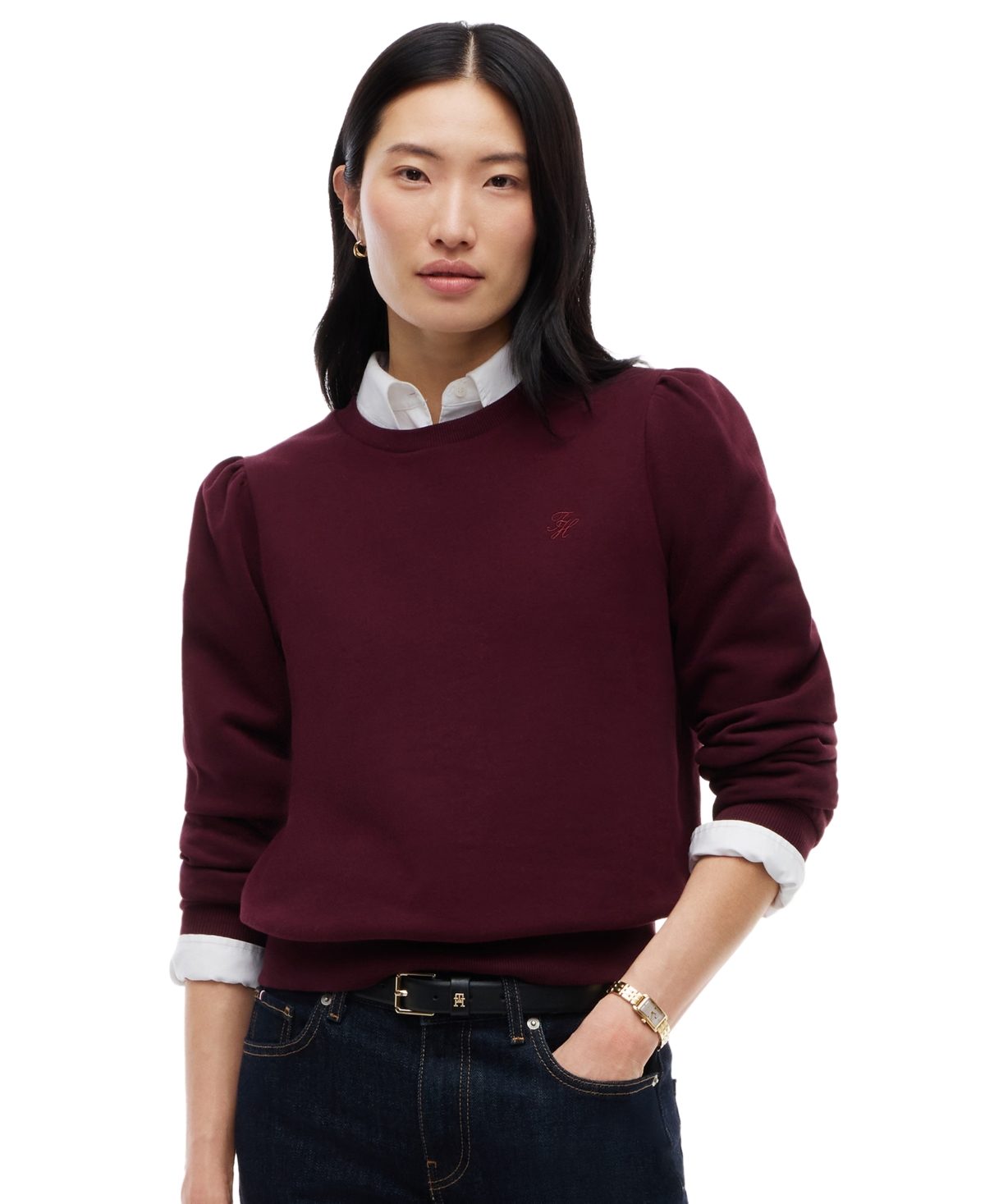 Click here for Tommy Hilfiger Womens Puff-Sleeve Script Sweatshir... prices
