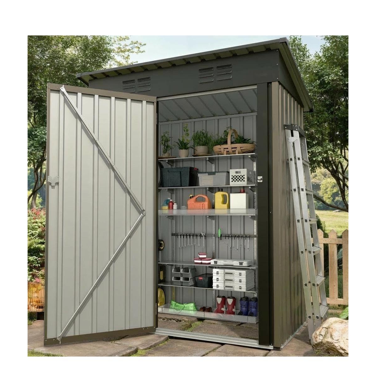 Click here for gaomon 5x3 ft Outdoor Storage Shed  67 Cu.ft Metal... prices