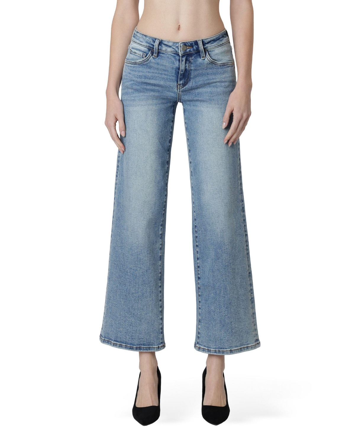 Click here for Vervet Womens Low Rise Wide Leg Jeans - Gem blue prices