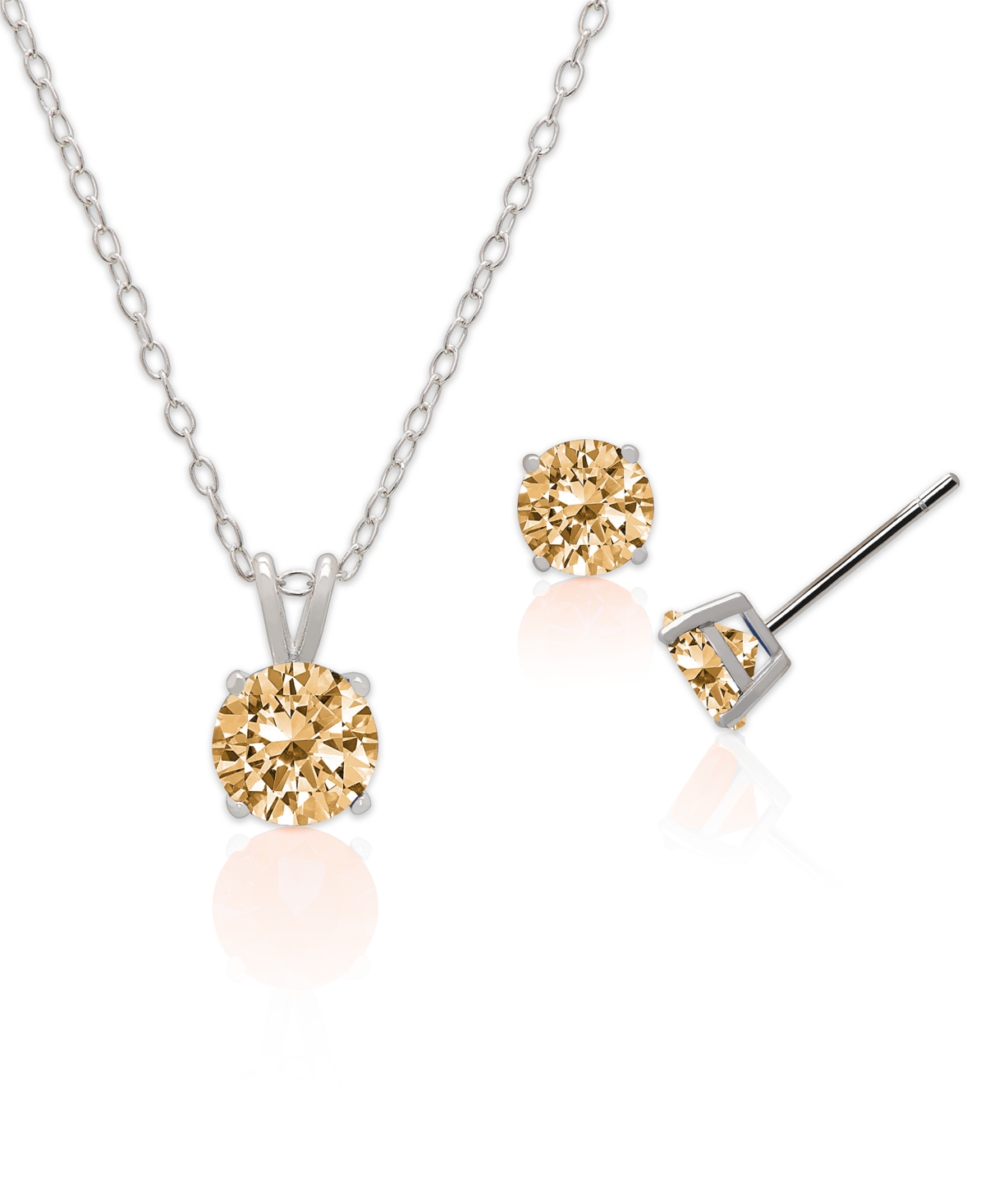 Click here for Macys Simulated Citrine Solitaire Round Pendant Ne... prices