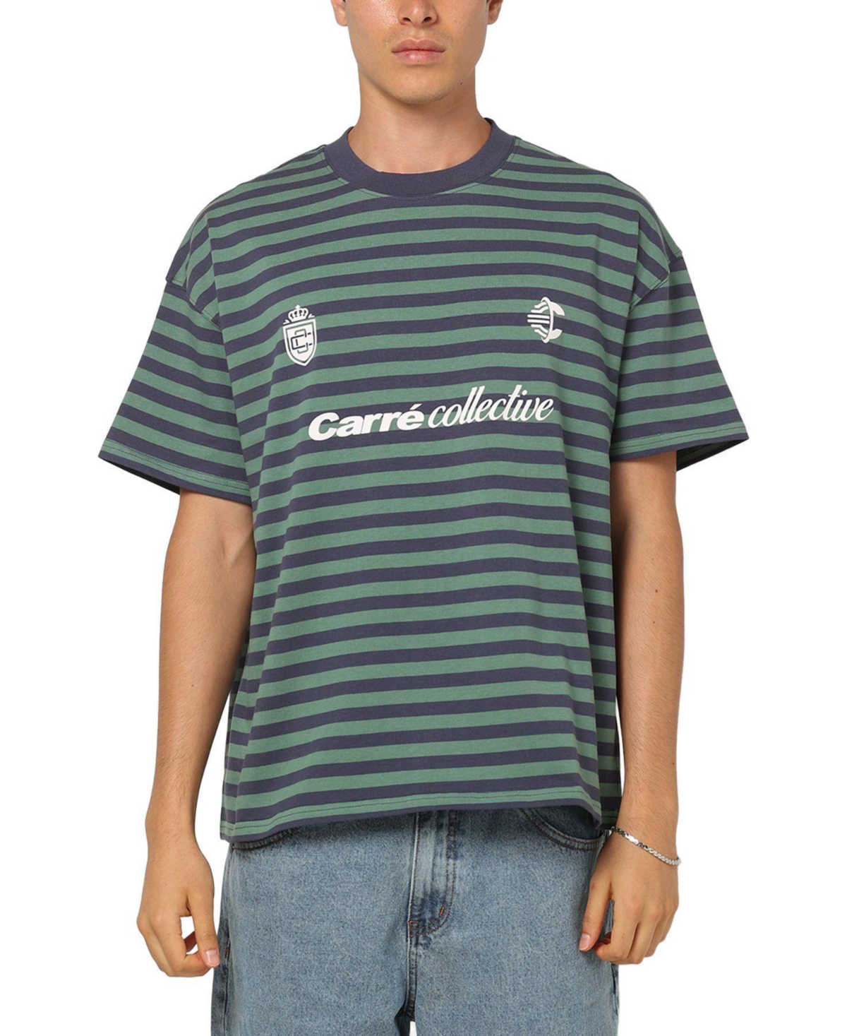 Click here for Carre Mens Collective Stripe T-Shirt - Green prices