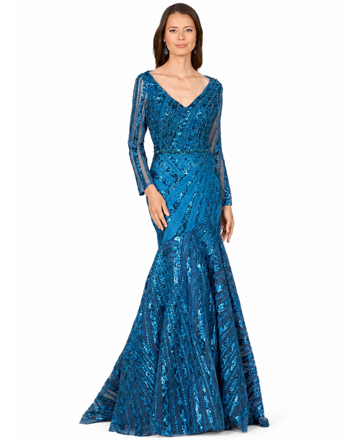 Click here for Lara Womens Mermaid Long Sleeve Gown - Teal prices