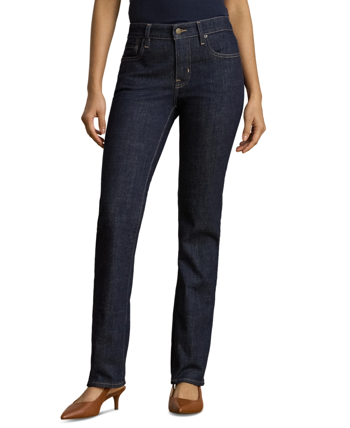 Click here for Lauren Ralph Lauren Womens Mid-Rise Slim Straight... prices