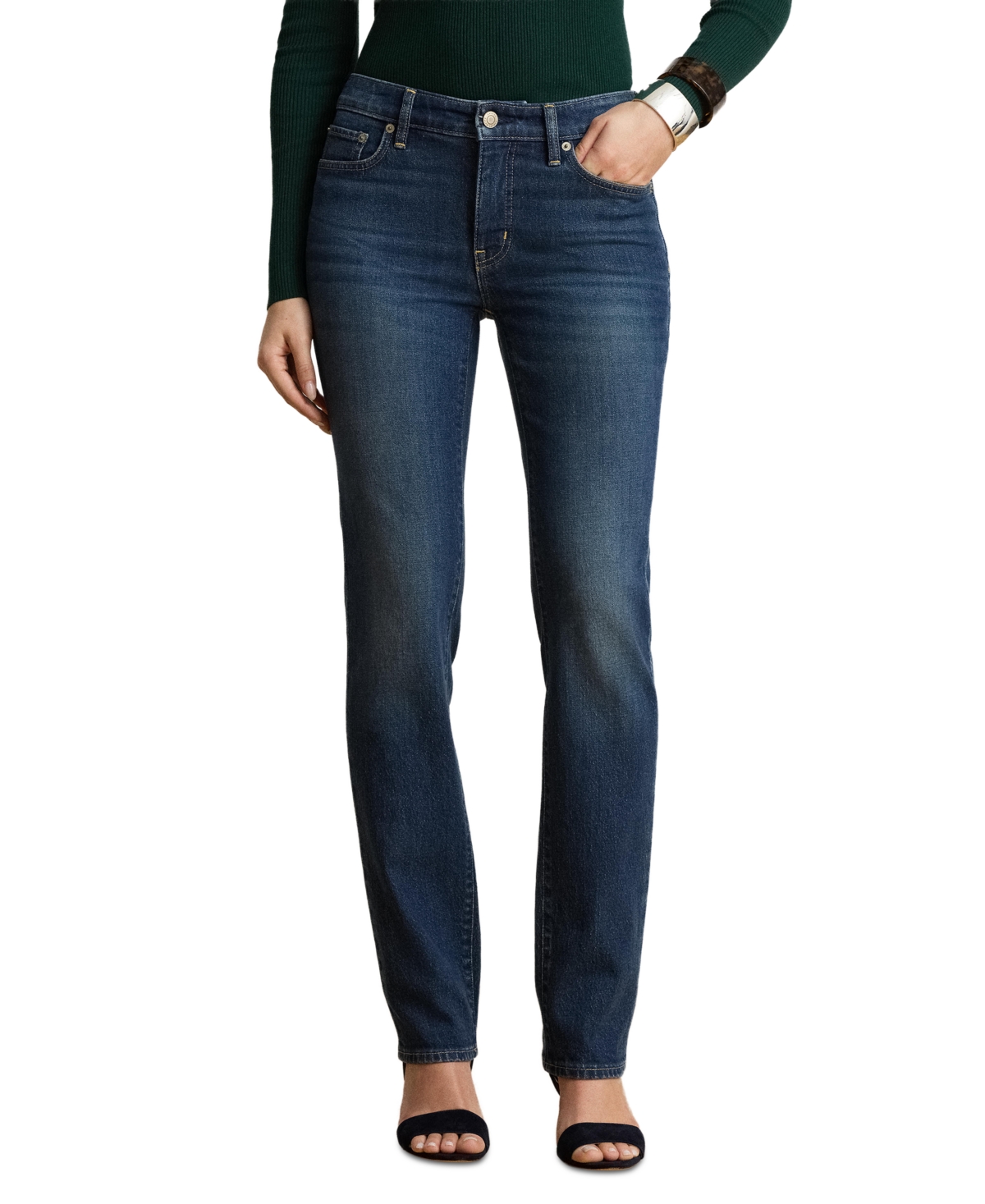 Click here for Lauren Ralph Lauren Womens Mid-Rise Slim Straight... prices