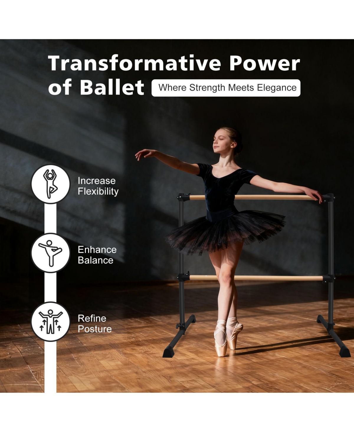 Click here for Zeny Solid Wood Ballet Barre With Adjustable Range... prices