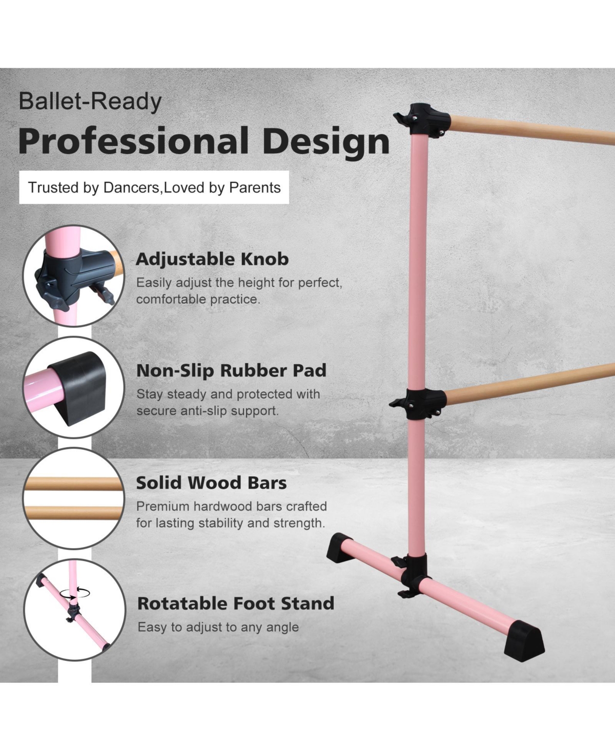 Click here for Zeny Solid Wood Ballet Barre With Adjustable Range... prices