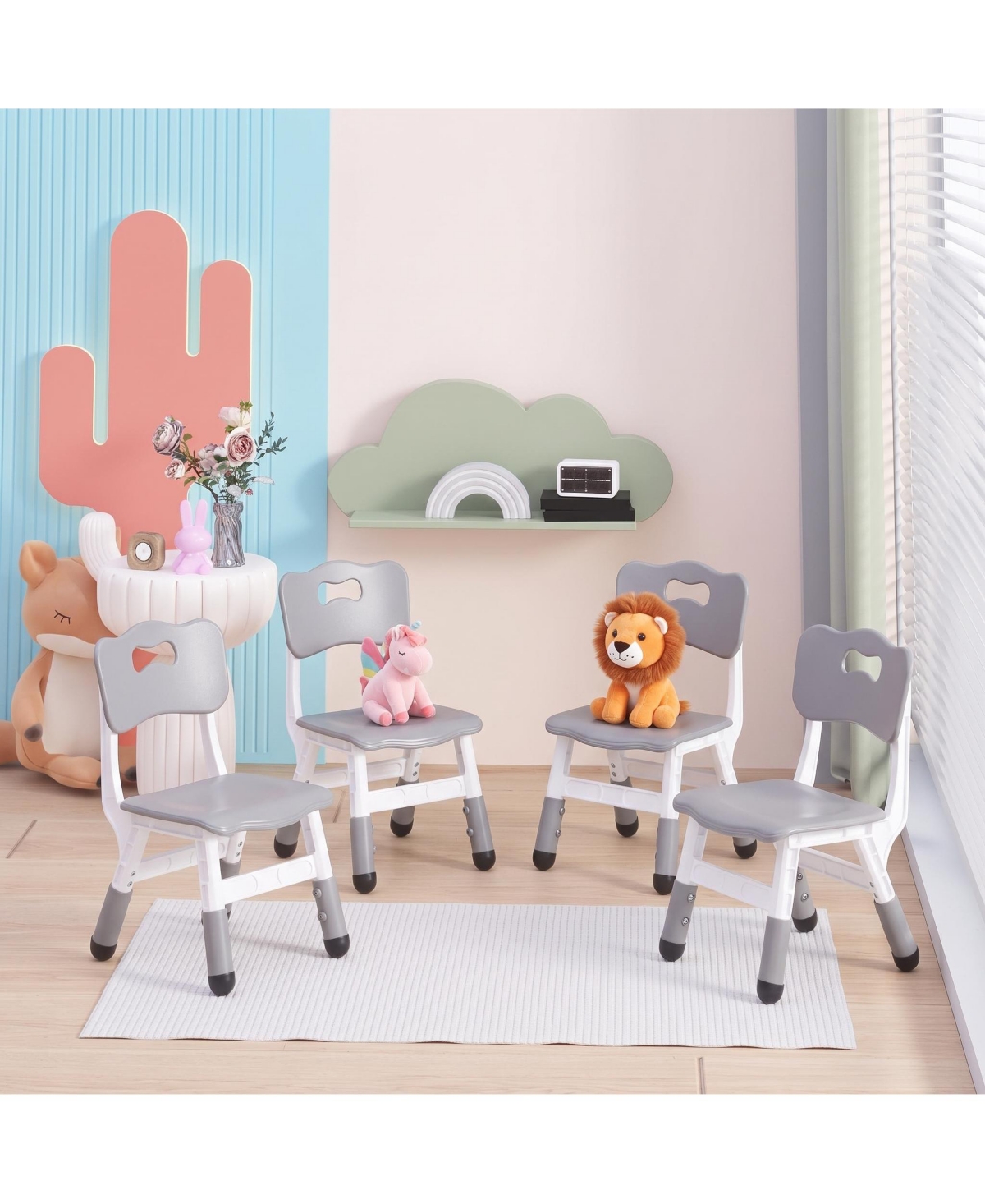 Click here for gaomon 4 Set of Height-Adjustable Plastic Chairs... prices