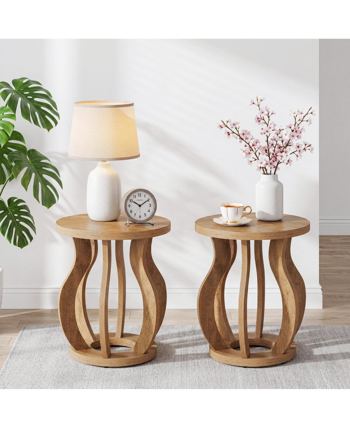 Click here for Tribesigns Round End Side Table Set of 2  Farmhous... prices
