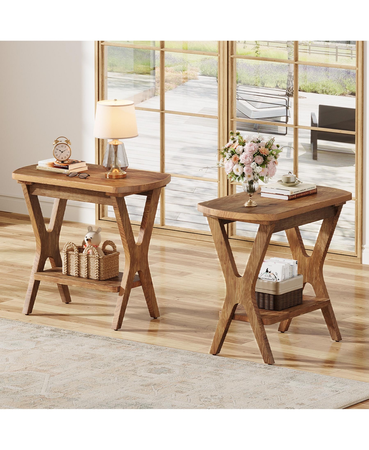 Click here for Tribesigns Solid Wood Side Table Set of 2  2-Tier... prices