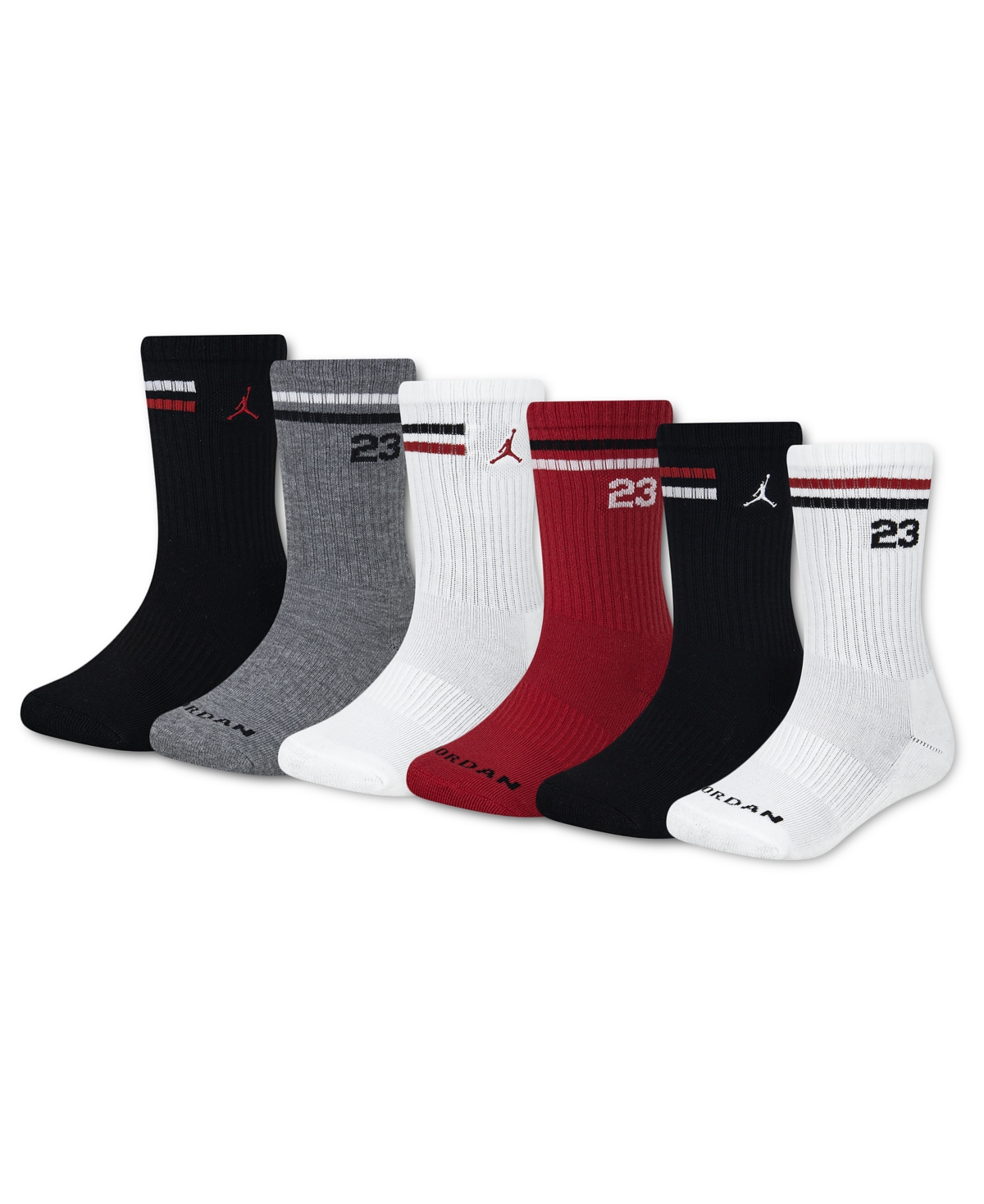 Click here for Jordan Boys 7-11 Icon Stripe Crew Socks  6-Pack -... prices
