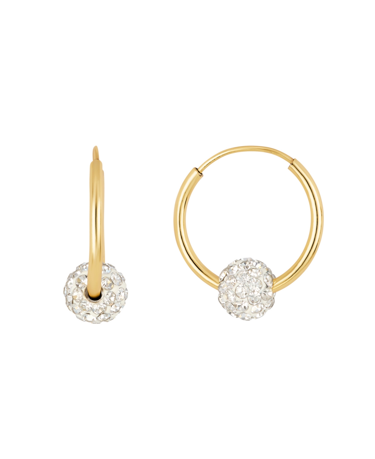 Click here for Macys Crystal Pave 6mm Ball on 16mm Endless Hoop E... prices