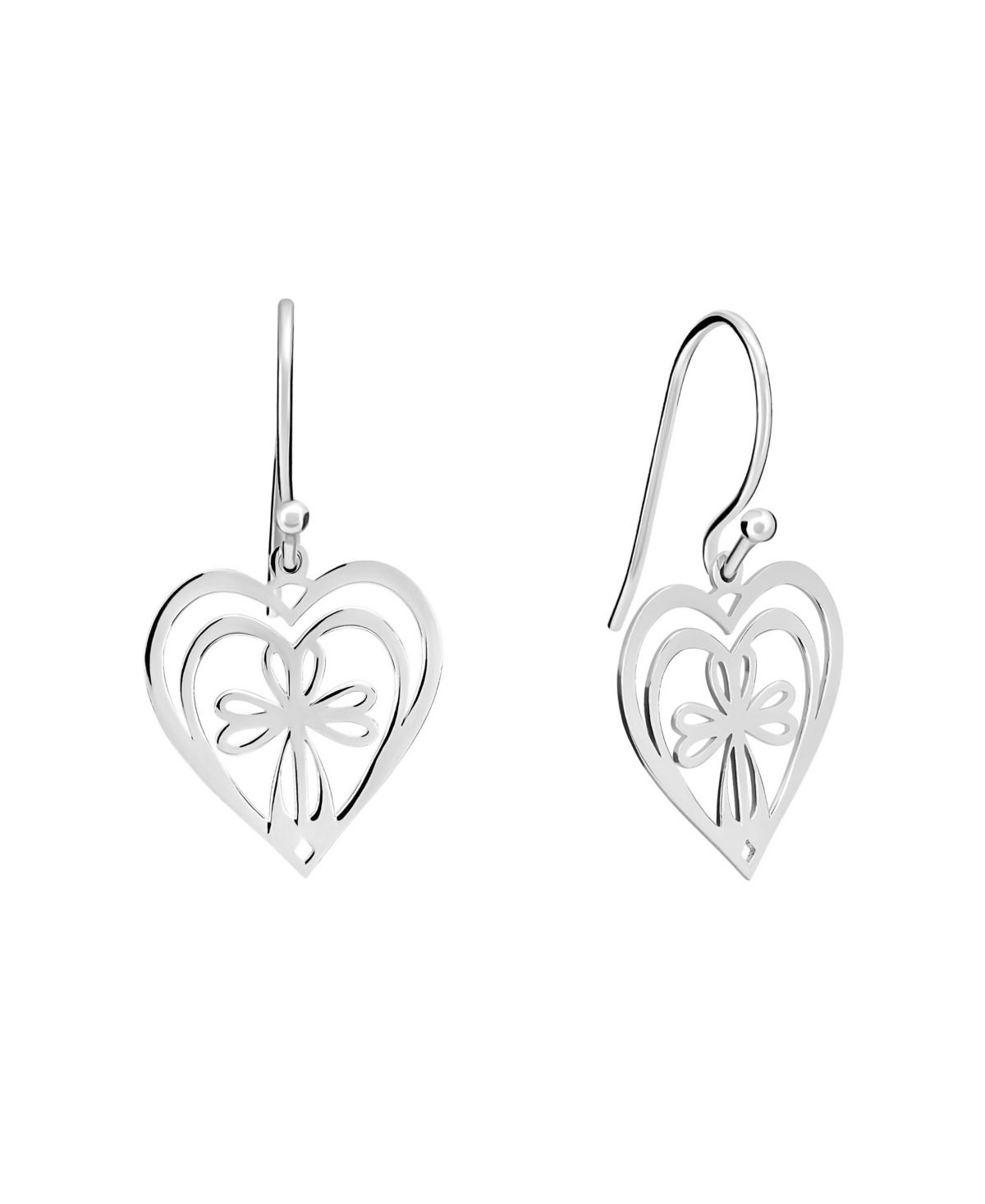 Click here for Macys Open Heart with Cross Drop Earrings - Silver prices