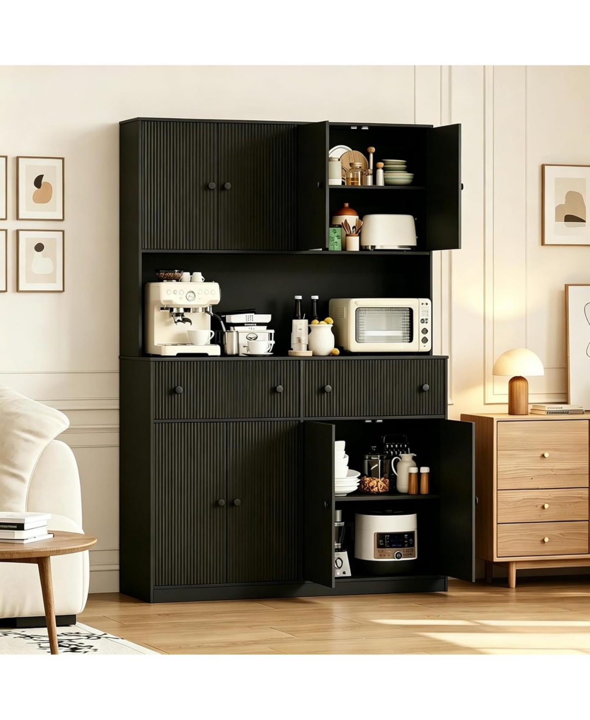 Click here for gaomon 47 Fluted Pantry Cabinet Countertop Chargin... prices