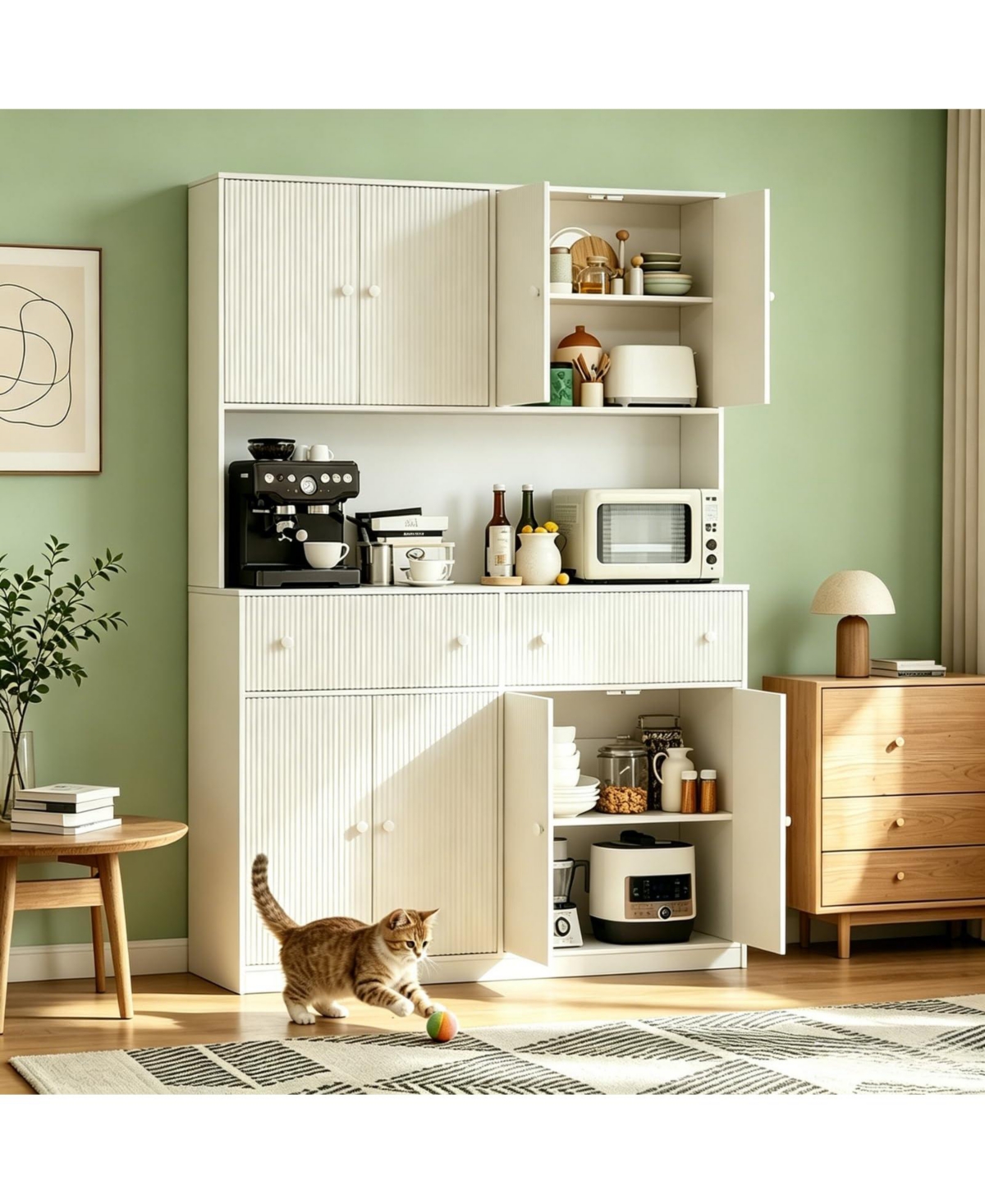 Click here for gaomon 47 Fluted Pantry Cabinet Countertop Chargin... prices