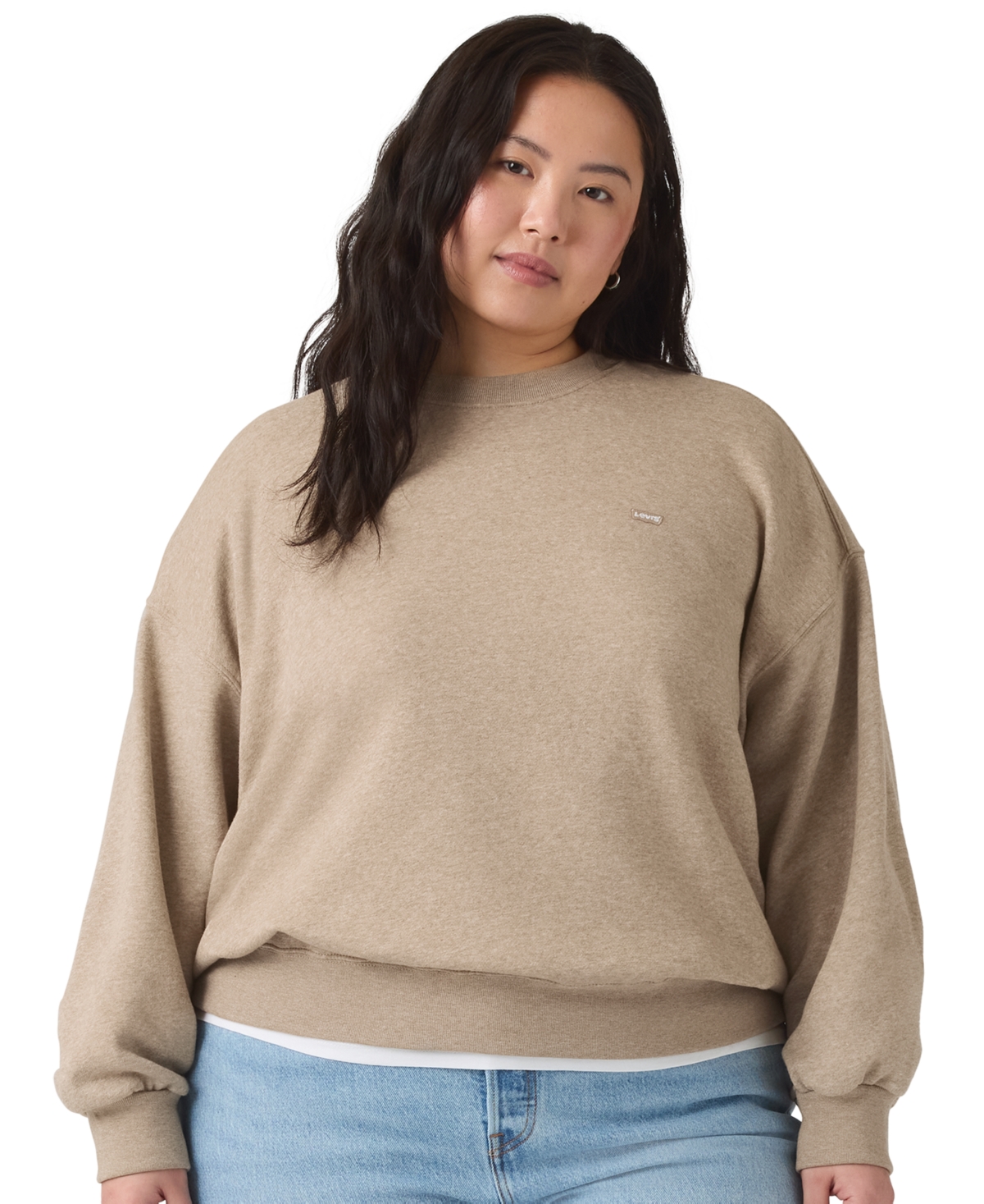 Click here for Levis Plus Size Crewneck Sweatshirt - Taupe Gray H... prices