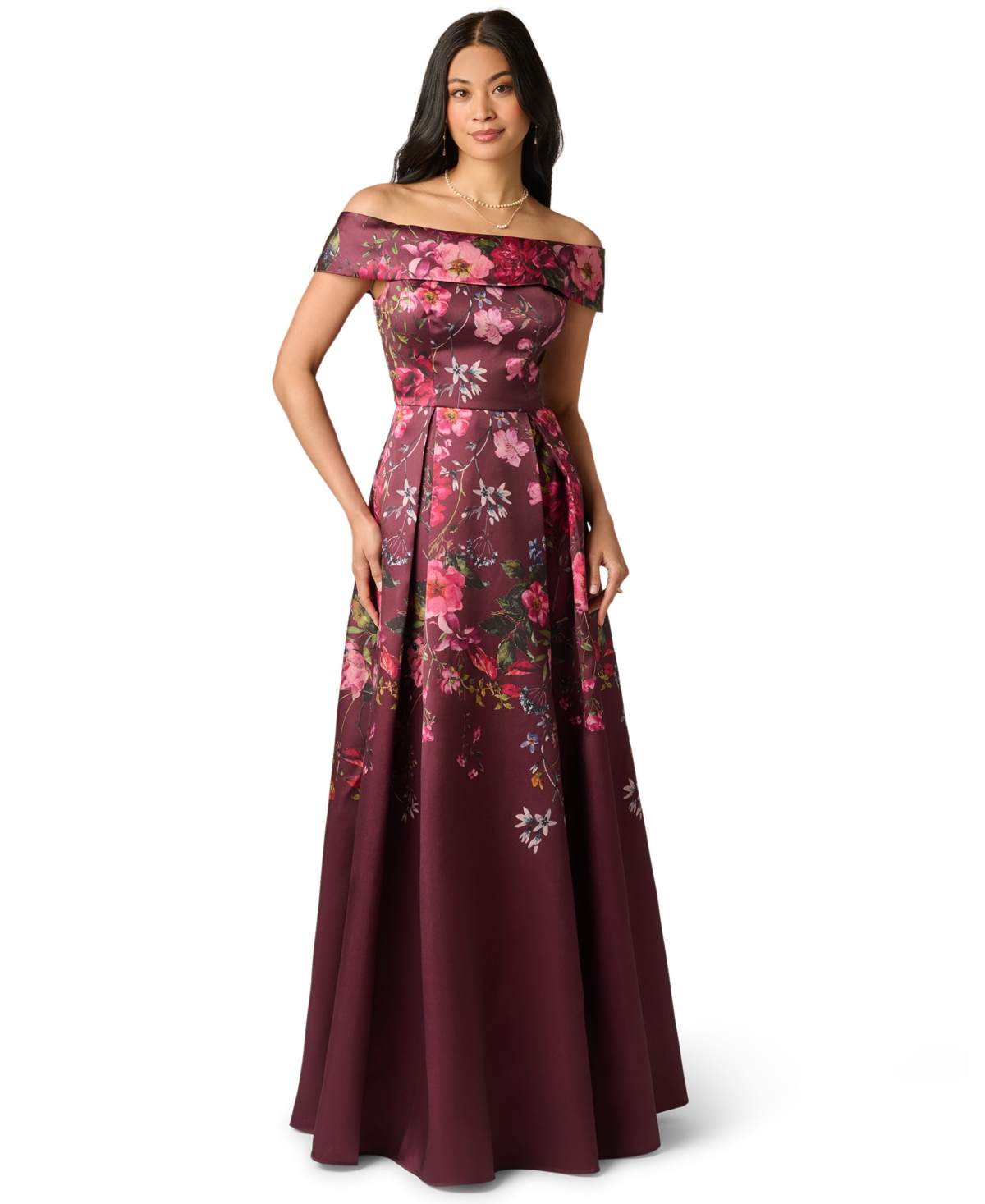 Click here for Adrianna Papell Womens Off-the-Shoulder Printed Dr... prices
