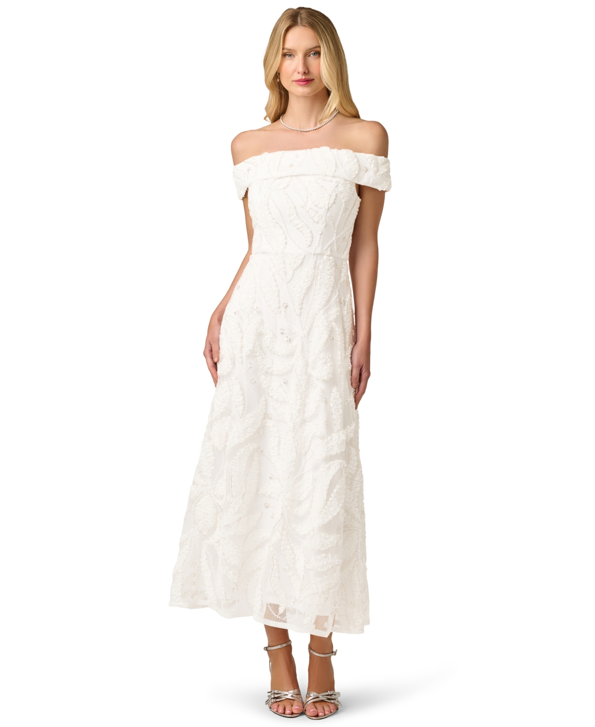 Click here for Adrianna Papell Womens Off-the-Shoulder Midi Dress... prices