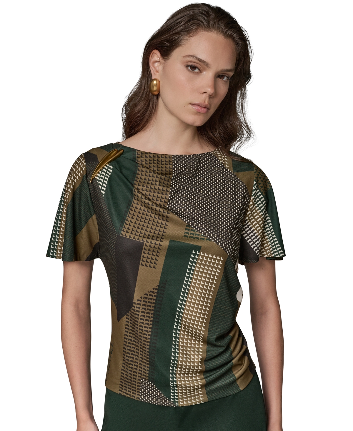 Click here for Donna Karan New York Womens Printed Jersey Boat Ne... prices