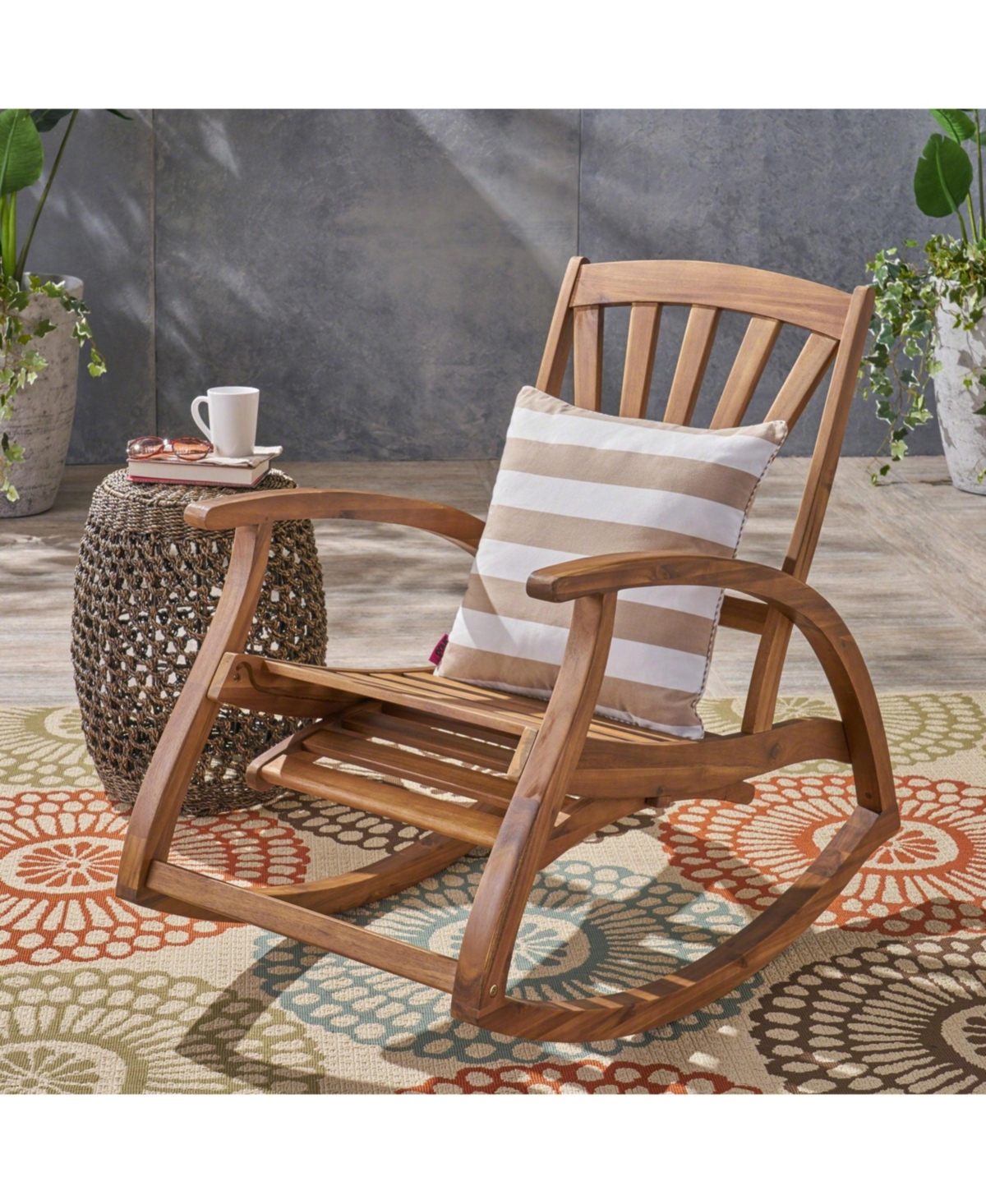 Click here for Mondawe Outdoor Wood Rocking Chair with Retractabl... prices