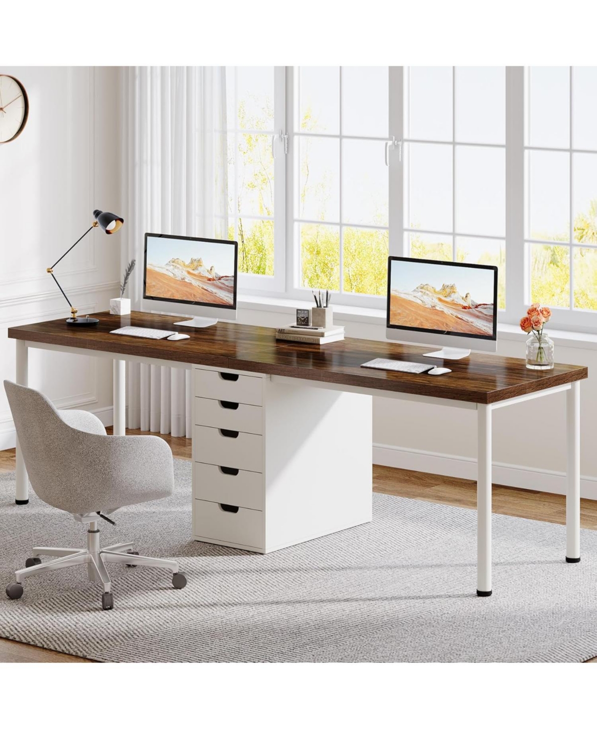 Click here for Tribesigns Two Person Computer Desk with 5 Drawers... prices