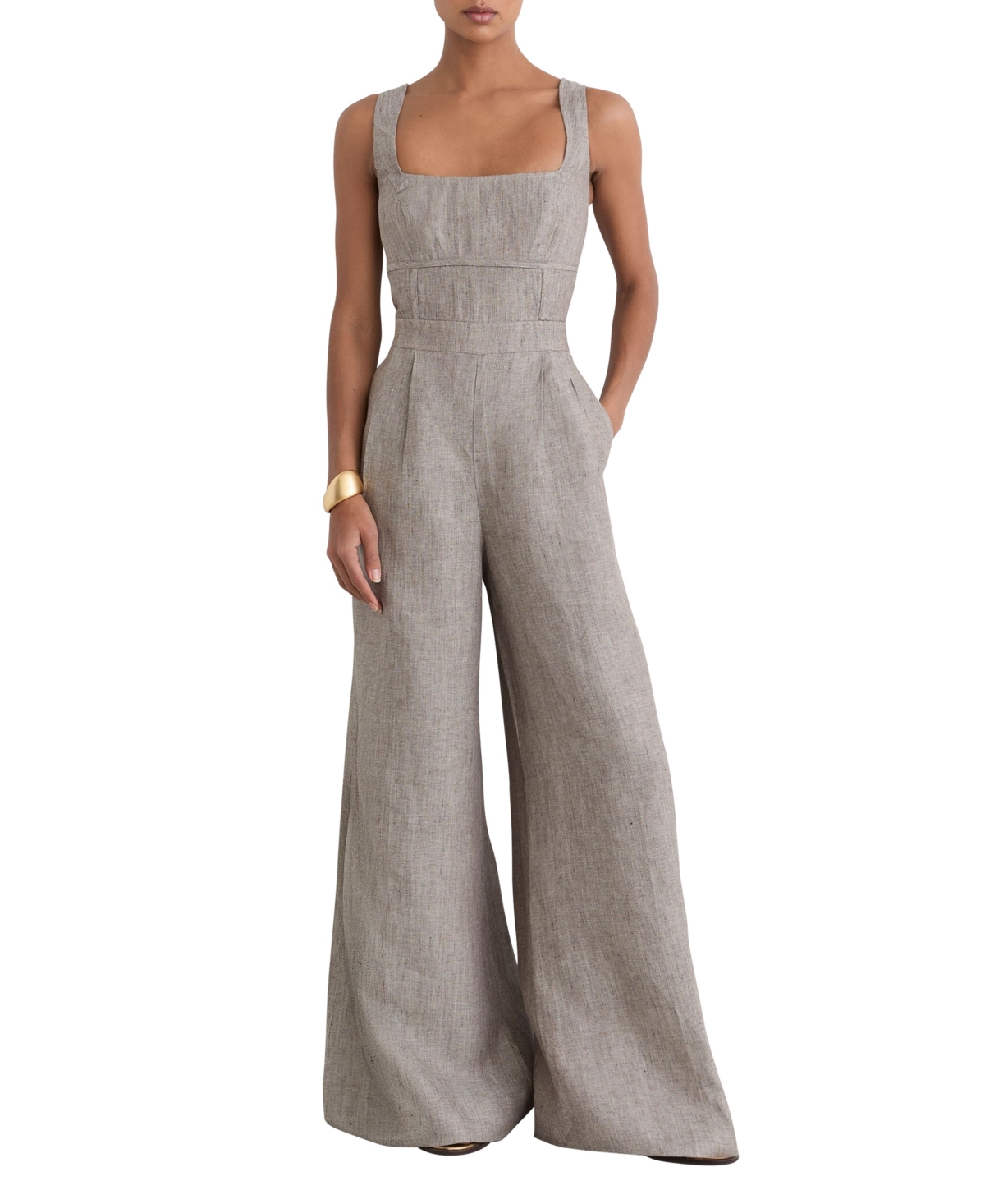 Click here for Reiss Womens Flora Sleeveless Wide-Leg Structured... prices