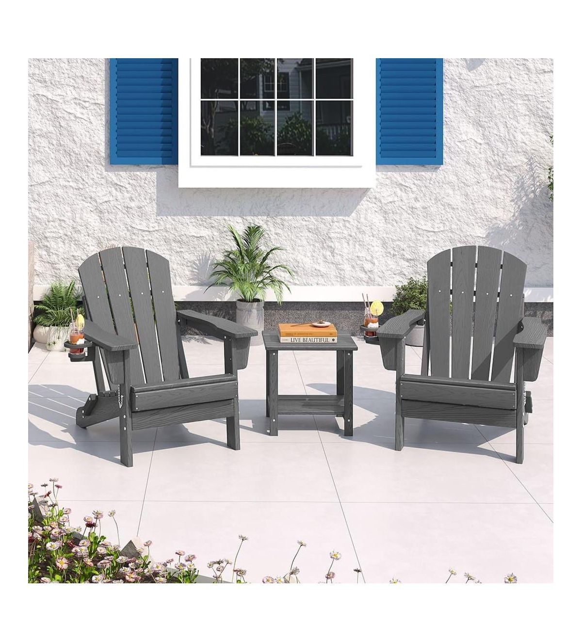 Click here for homfan 3-Piece Folding Adirondack Patio Set  2 Cha... prices