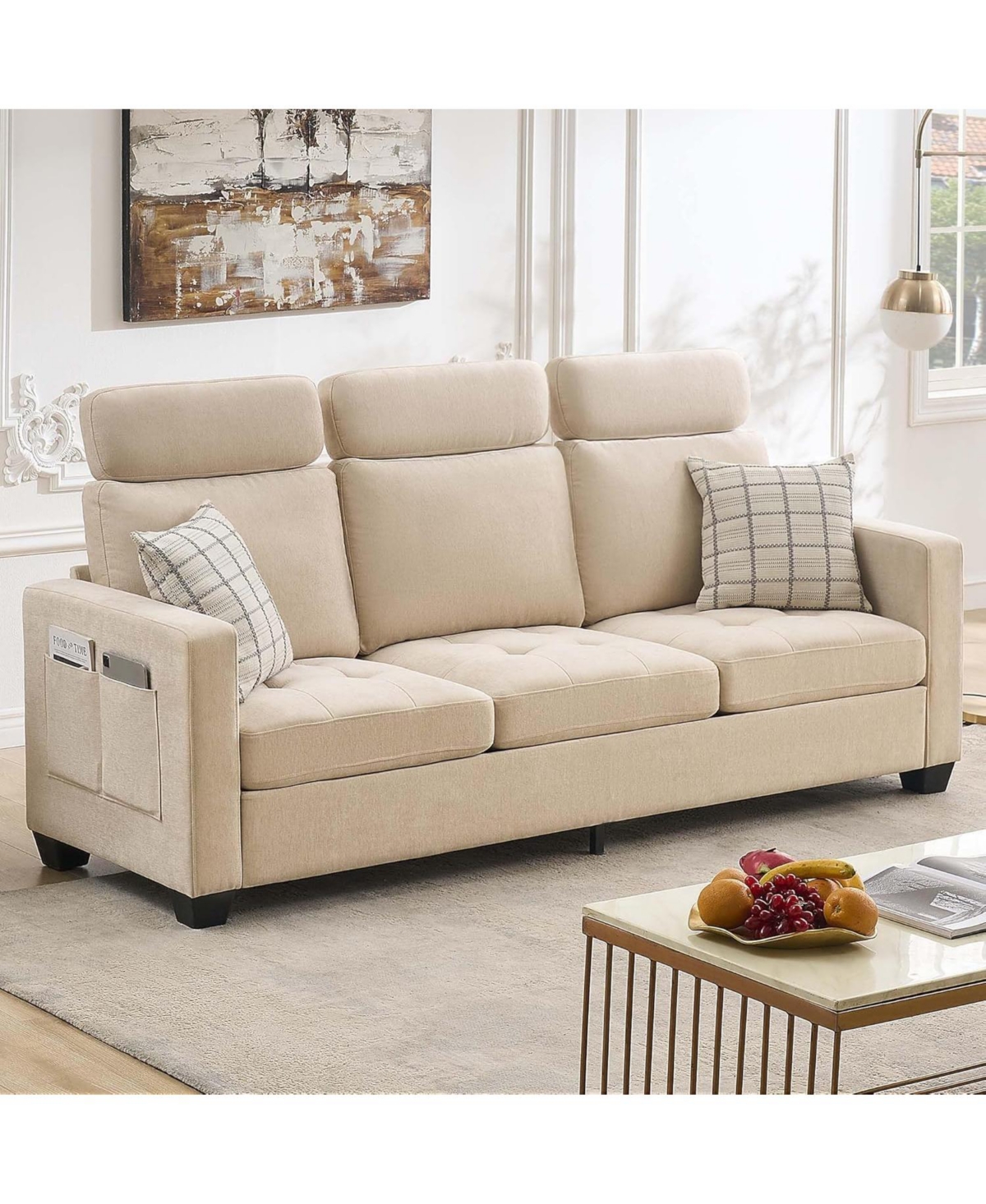 Click here for gaomon 3 Seat Sofa Couch  89 Chenille Fabric Uphol... prices