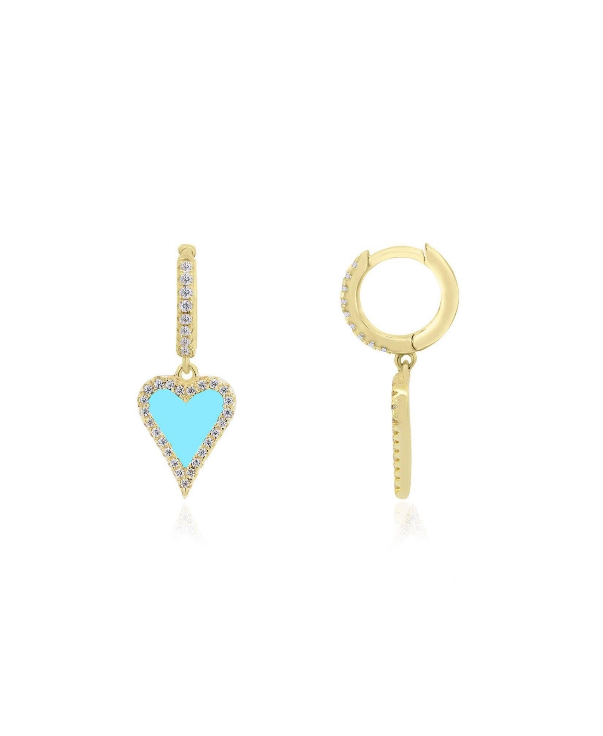 Click here for The Lovery Mini Turquoise Cz Halo Heart Dangle Ear... prices