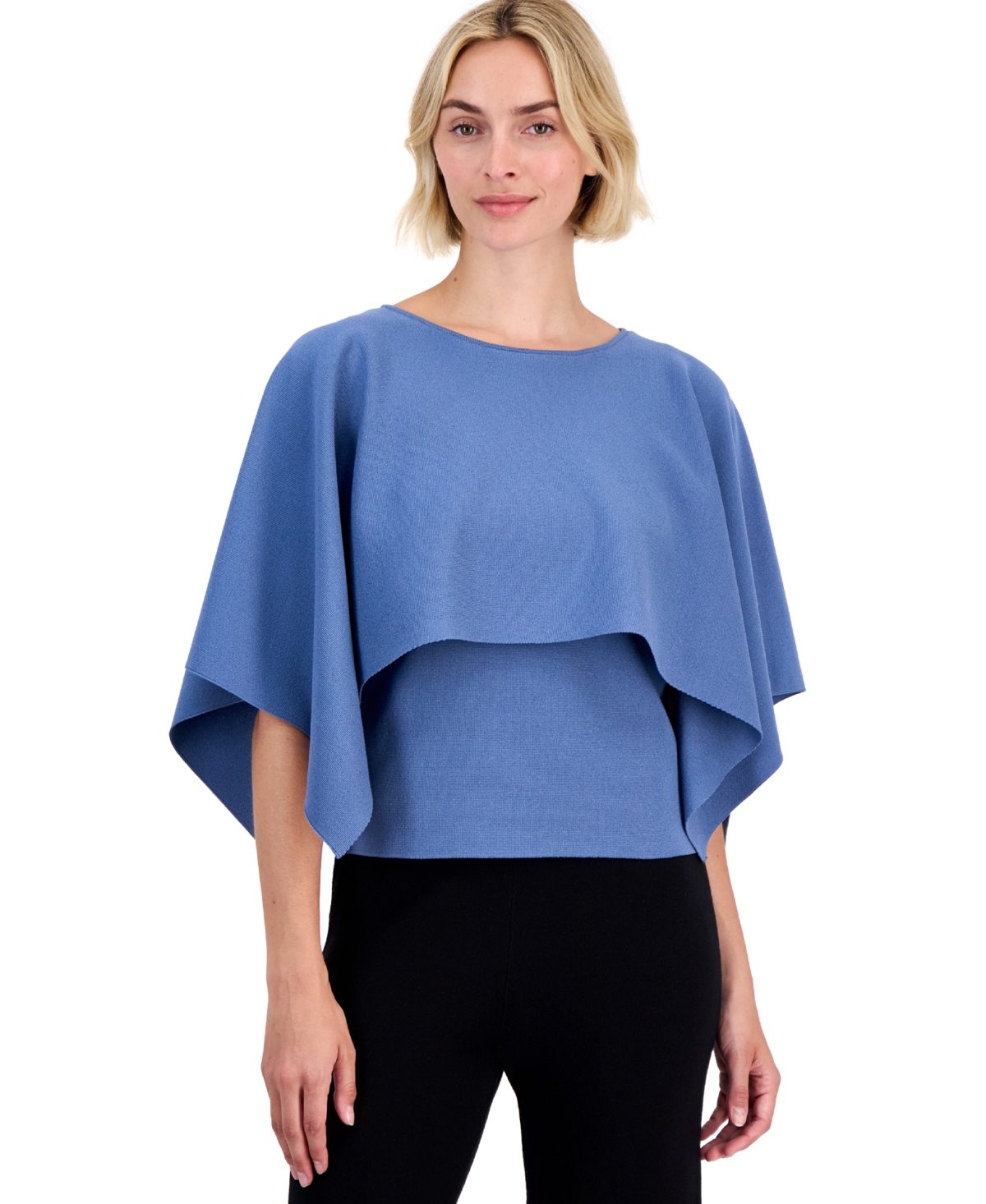 Click here for Anne Klein Petite Boat Neck Sweater Cape Top - Dut... prices