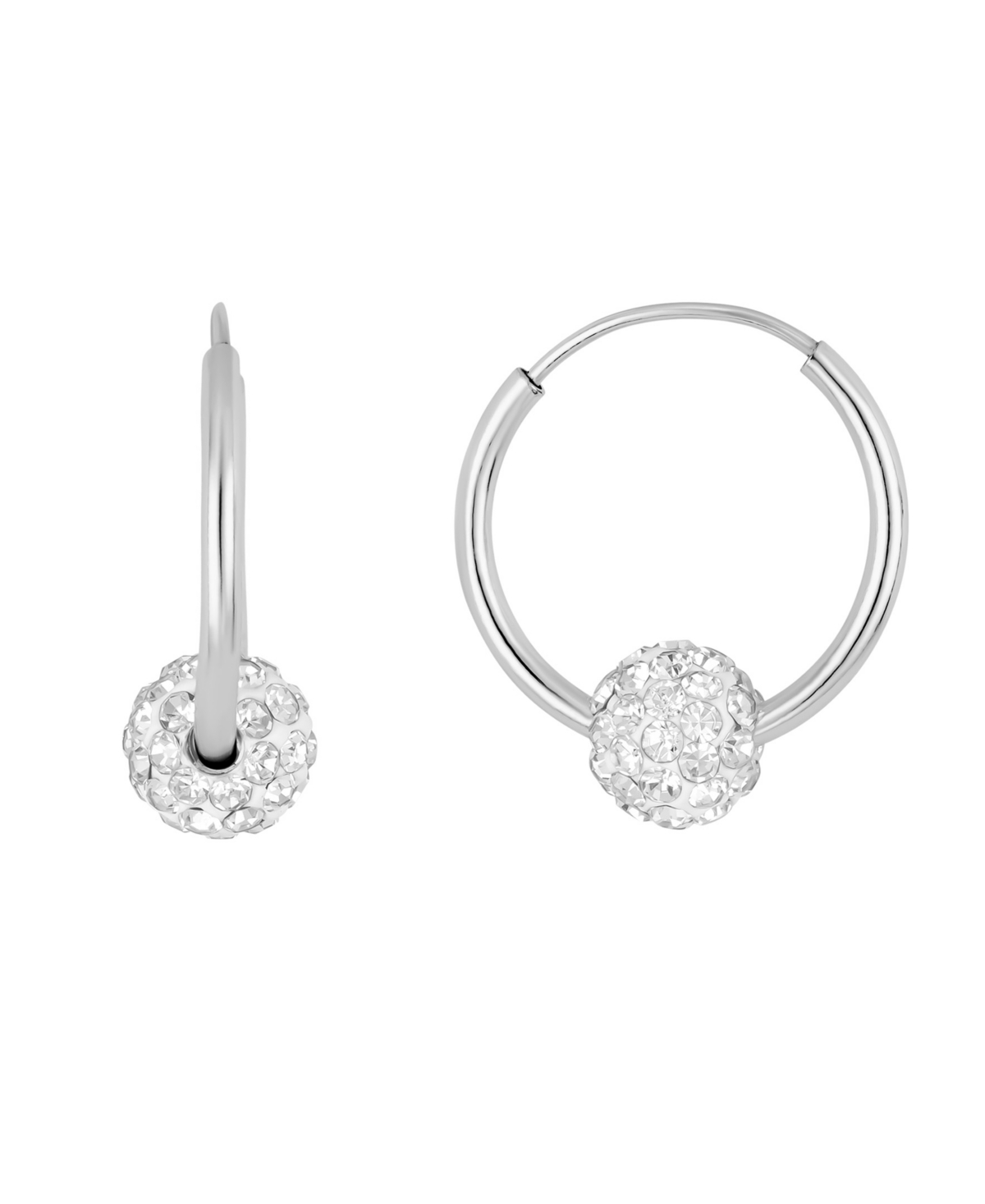 Click here for Macys Crystal Pave 6mm Ball on 16mm Endless Hoop E... prices
