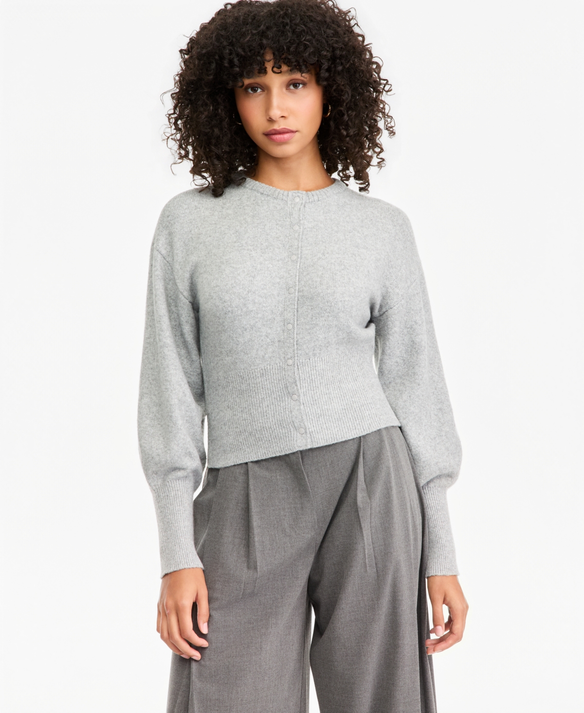 Click here for Bar Iii Womens Sculpted Crewneck Long-Sleeve Cardi... prices