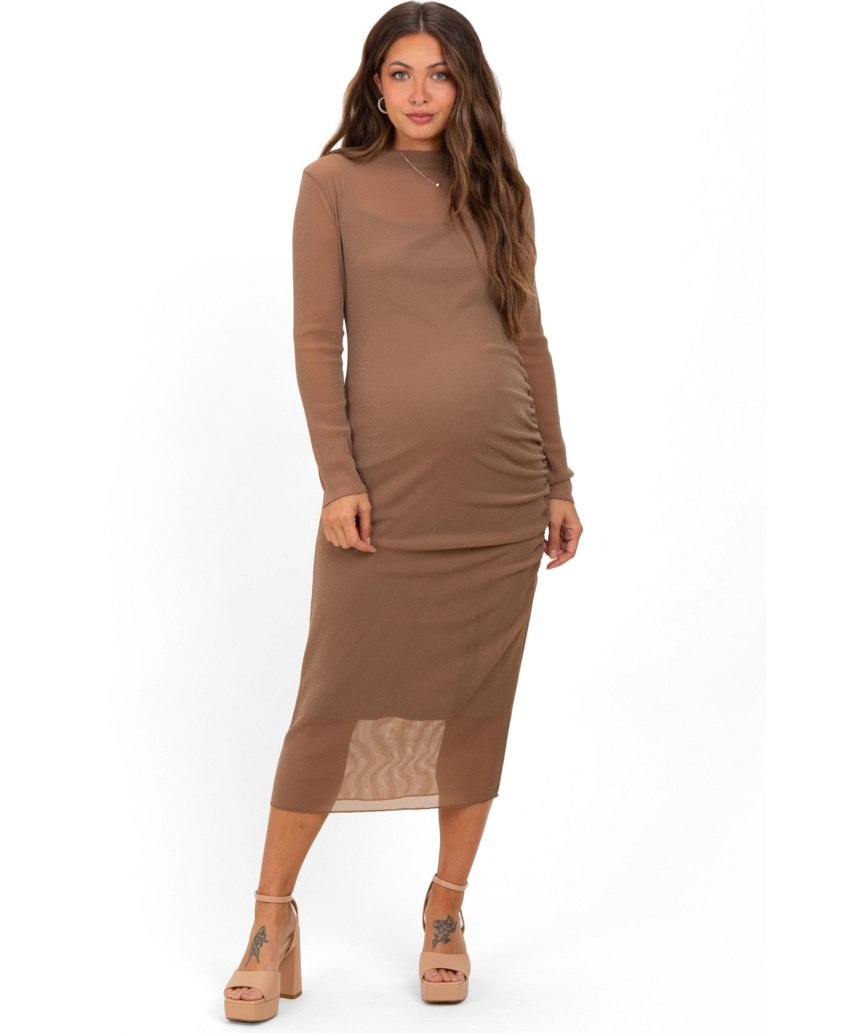 Click here for Pinkblush Maternity Black Shimmer Mesh Long Sleeve... prices