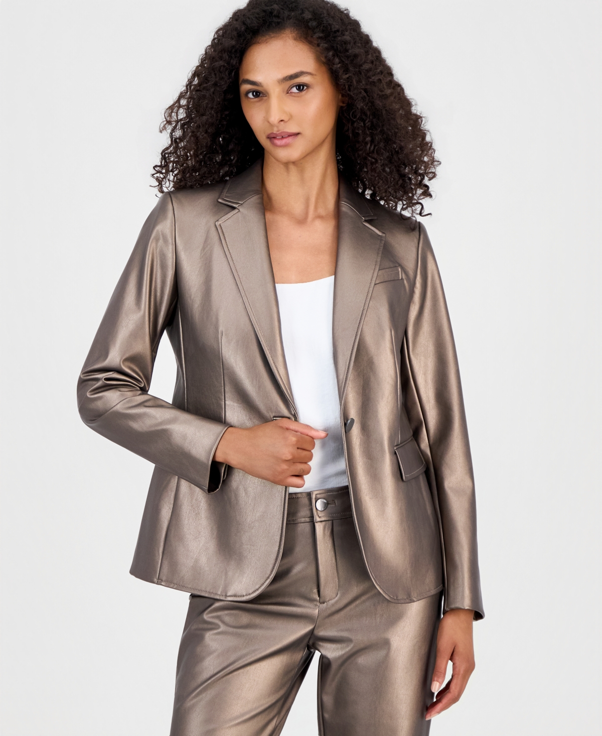 Click here for Anne Klein Womens Notch-Collar Single-Button Jacke... prices