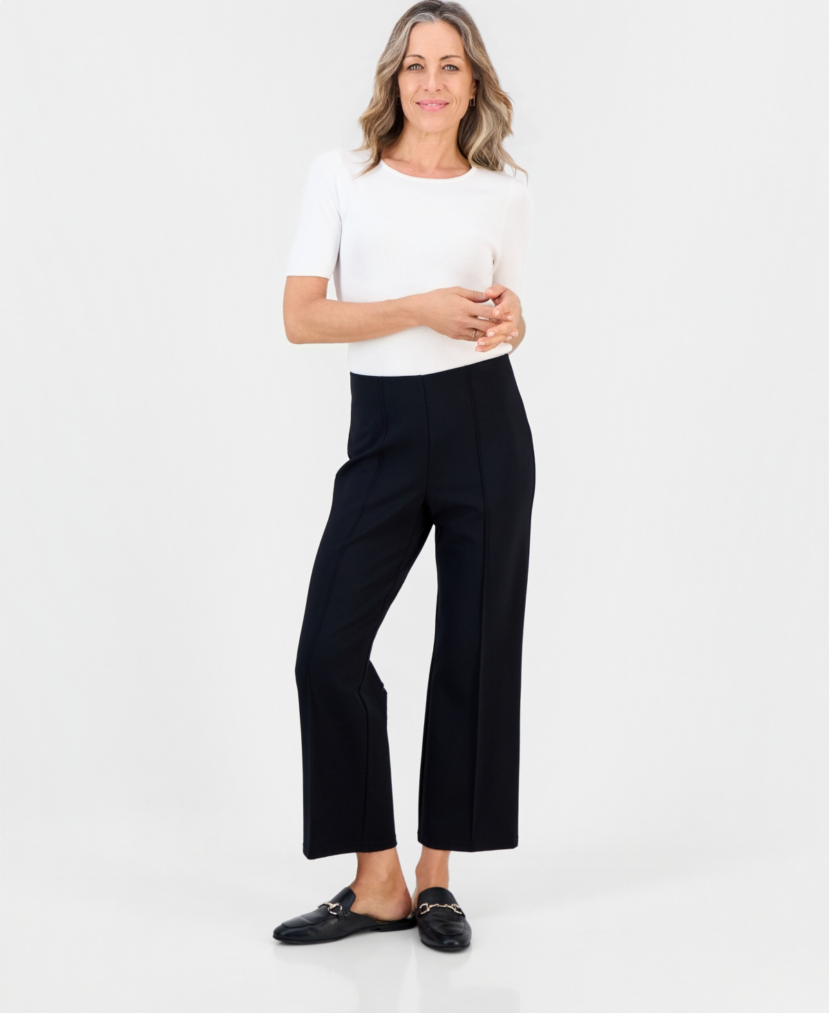 Click here for Jm Collection Petite Wide Leg Ponte Pull-On Pants... prices