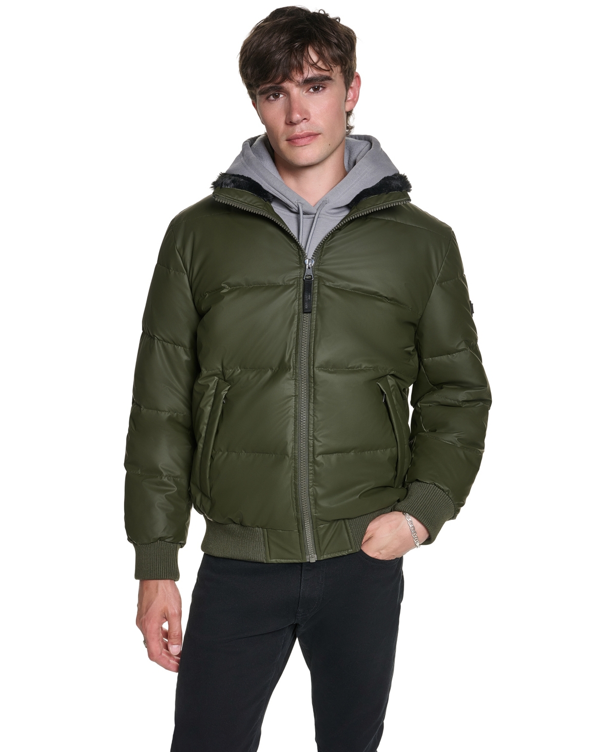 Click here for Karl Lagerfeld Paris Mens Sherpa Lined Stand Colla... prices