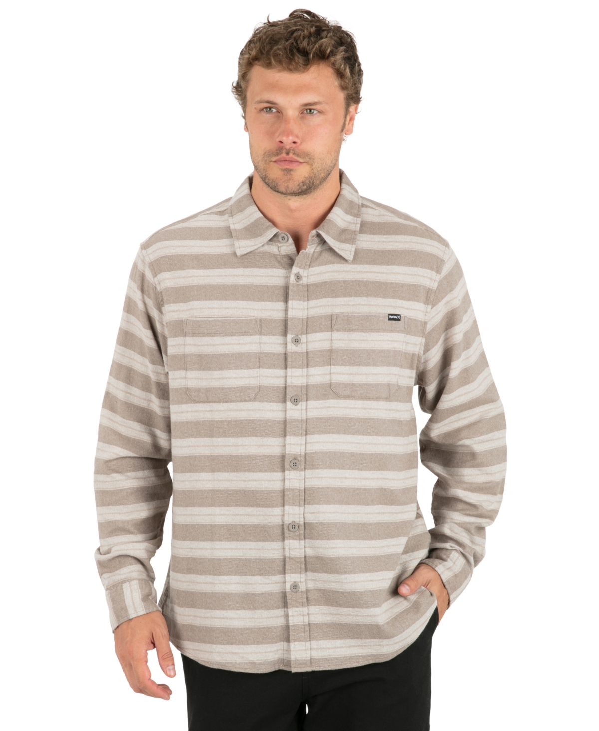 Click here for Hurley Mens Eugene Stripe Flannel Long-Sleeve Shir... prices
