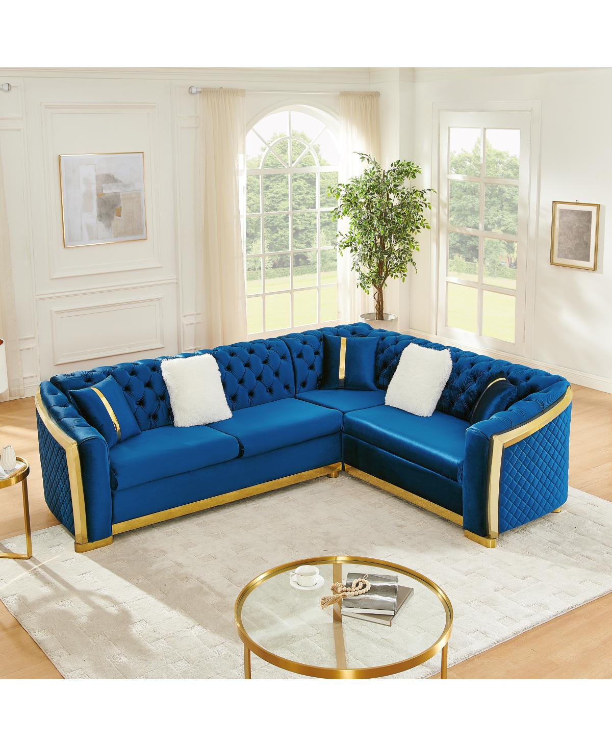 Click here for Streamdale Furniture 106 L-Shaped Velvet Chesterfi... prices