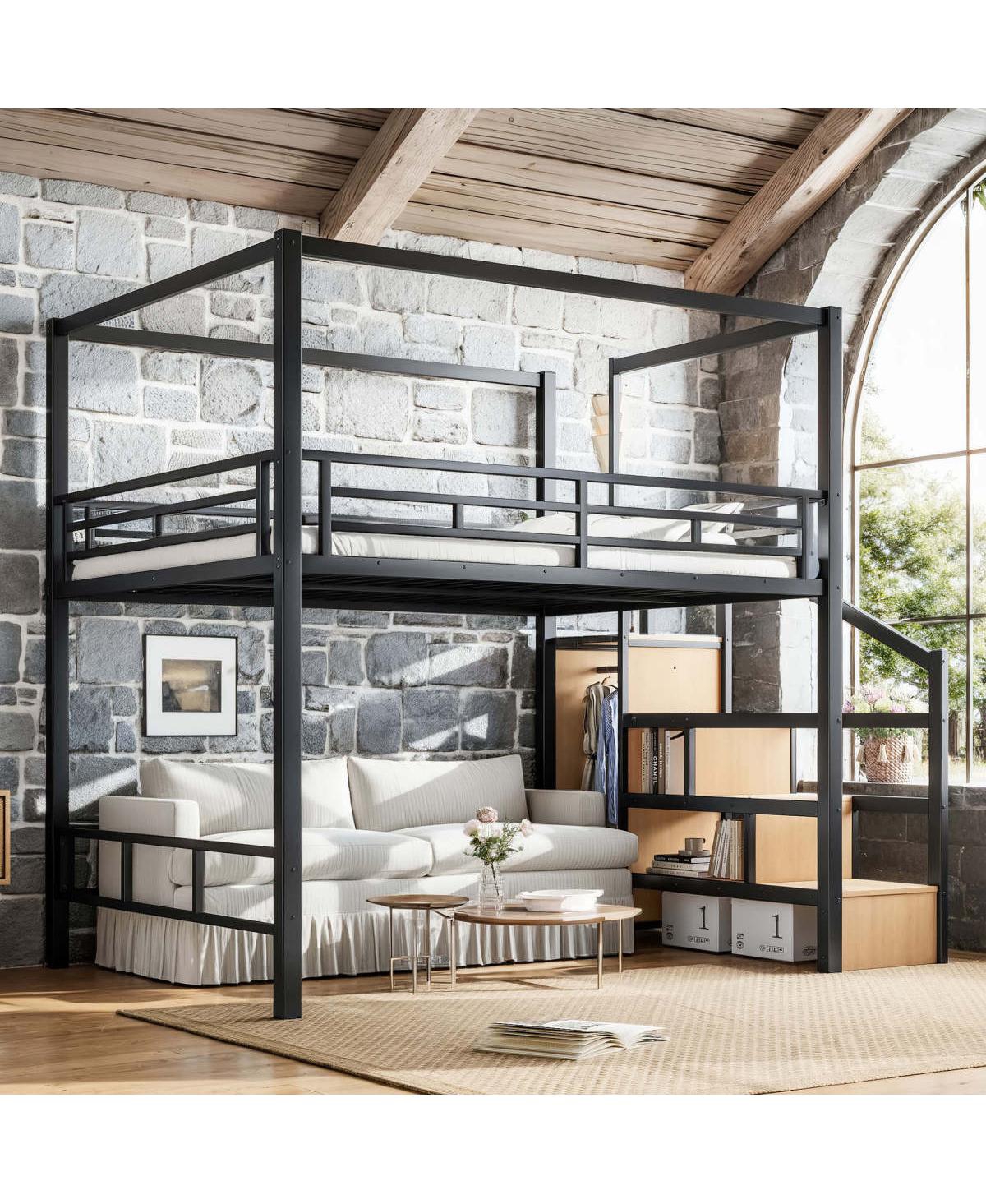 Click here for Streamdale Furniture Queen Metal Loft Bed with Sto... prices