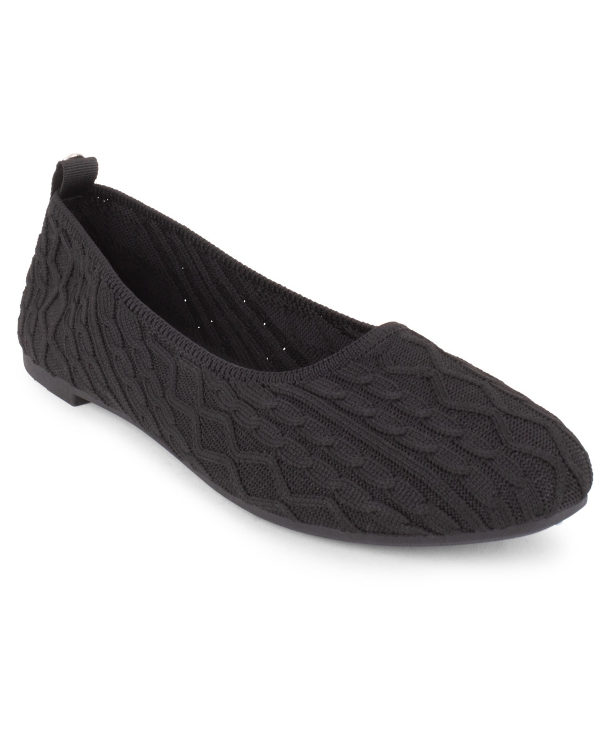 Click here for Tahari Womens Cannes Cableknit Slip-On Flats - Bla... prices