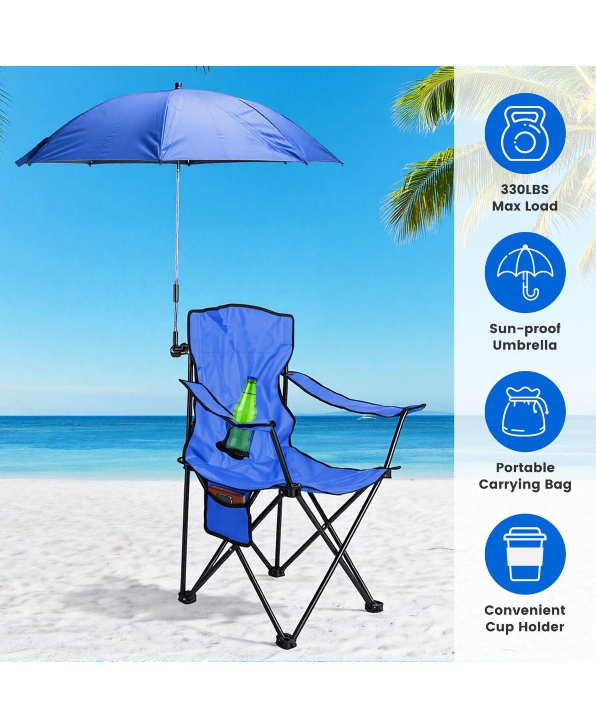 Click here for Zeny Camping Chair with Umbrella Lightweight Folda... prices