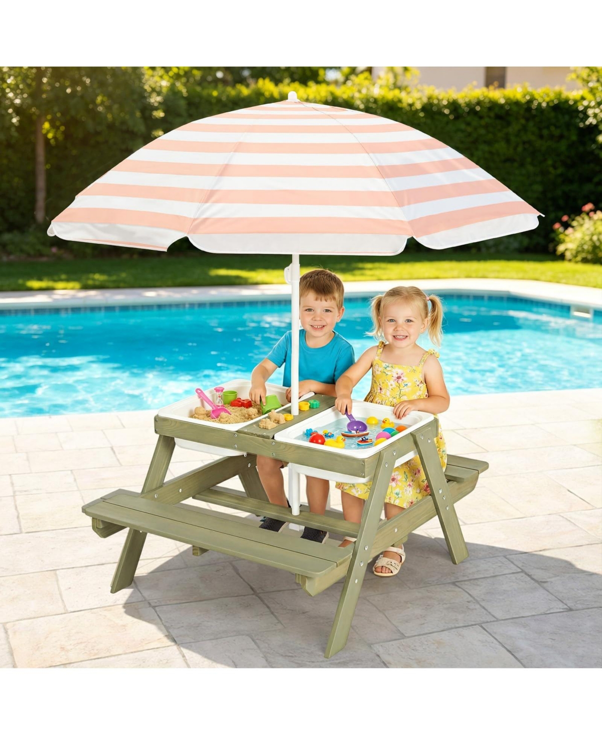 Click here for homfan 4 in 1 Kids Sand and Water Table  Wooden Se... prices