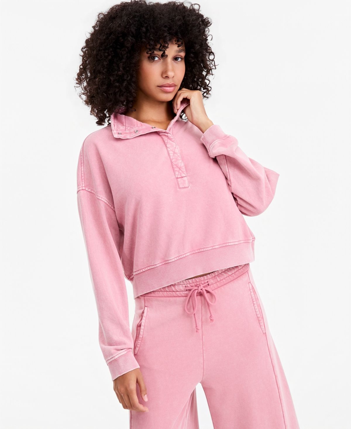 Click here for And Now This Womens Snap Henley Fleece French Terr... prices