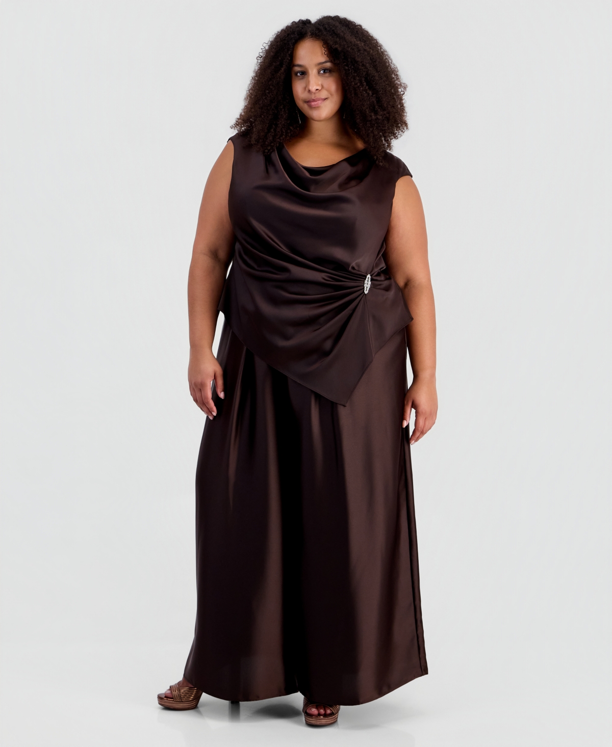 Click here for Muse Plus Size Pleated Wide-Leg Pants - Java Brown prices
