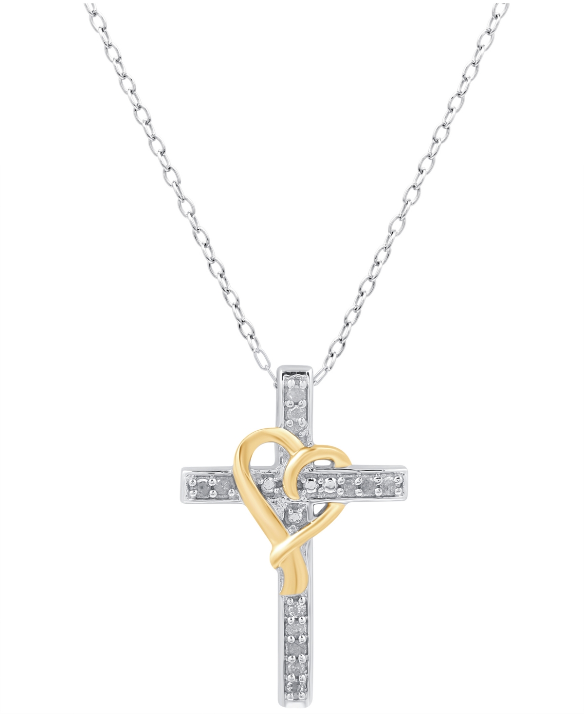 Click here for Diamond Cross & Heart 18 Pendant Necklace (1/10 ct... prices