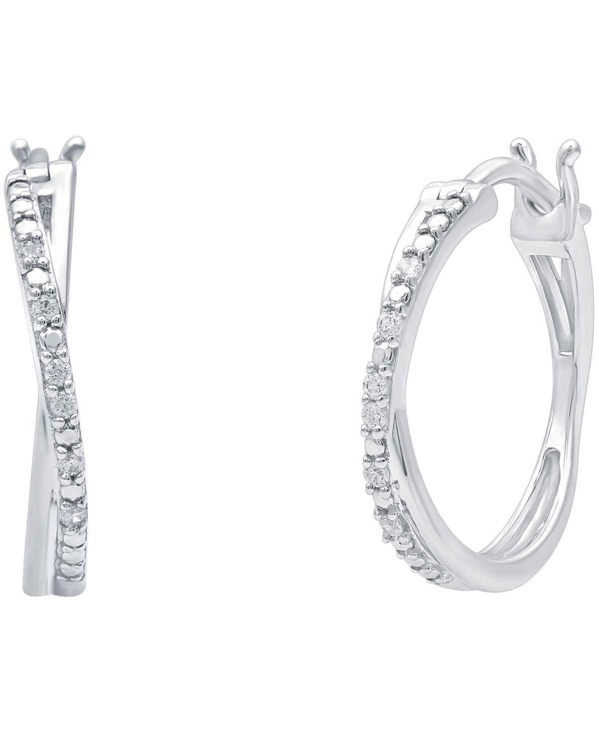 Click here for Diamond Crossover Hoop Earrings (1/10 ct. t.w.) in... prices