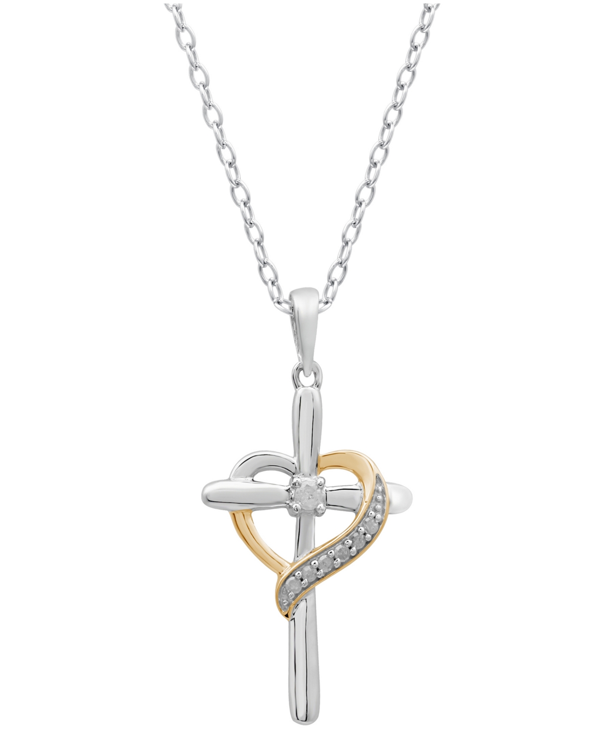 Click here for Diamond Cross Heart Pendant Necklace (1/10 ct. t.w... prices