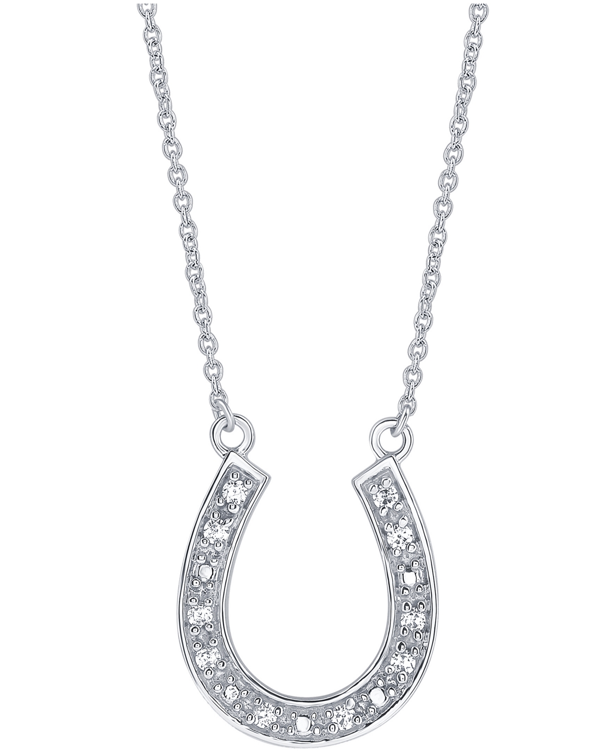 Click here for Diamond Horseshoe Pendant Necklace in Sterling Sil... prices